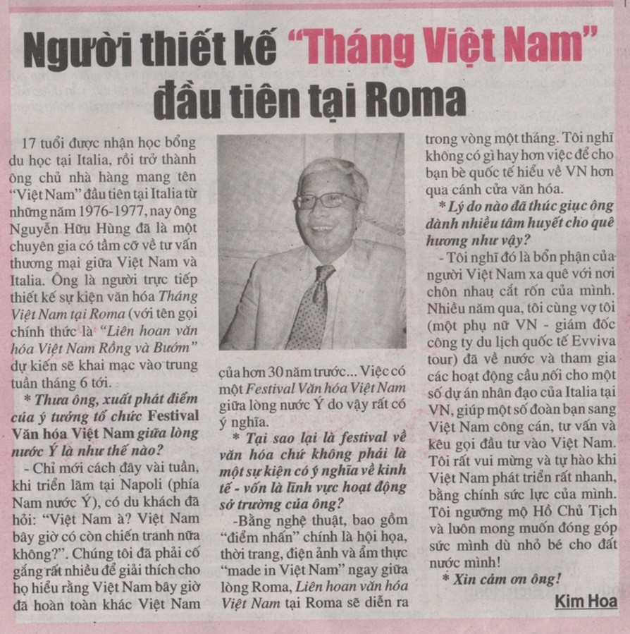 The Organizer of Vietnam's First Cultural Month in Italy